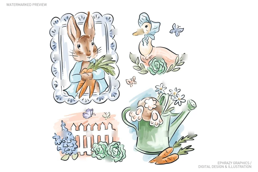Easter Spring Peter Rabbit Beatrix Potter Cute Bunny Digital Seamless ...