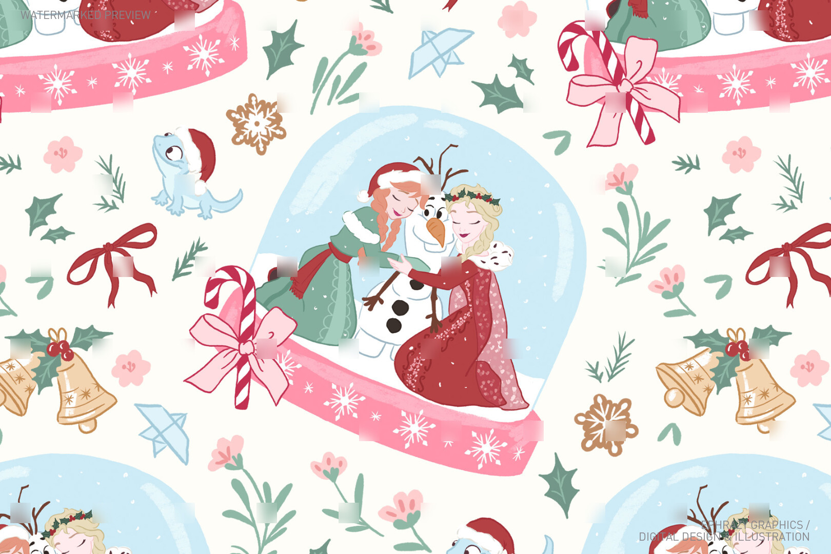 Sparkling Arendelle Christmas Pattern: Disney Frozen Anna & Elsa Repeat ...