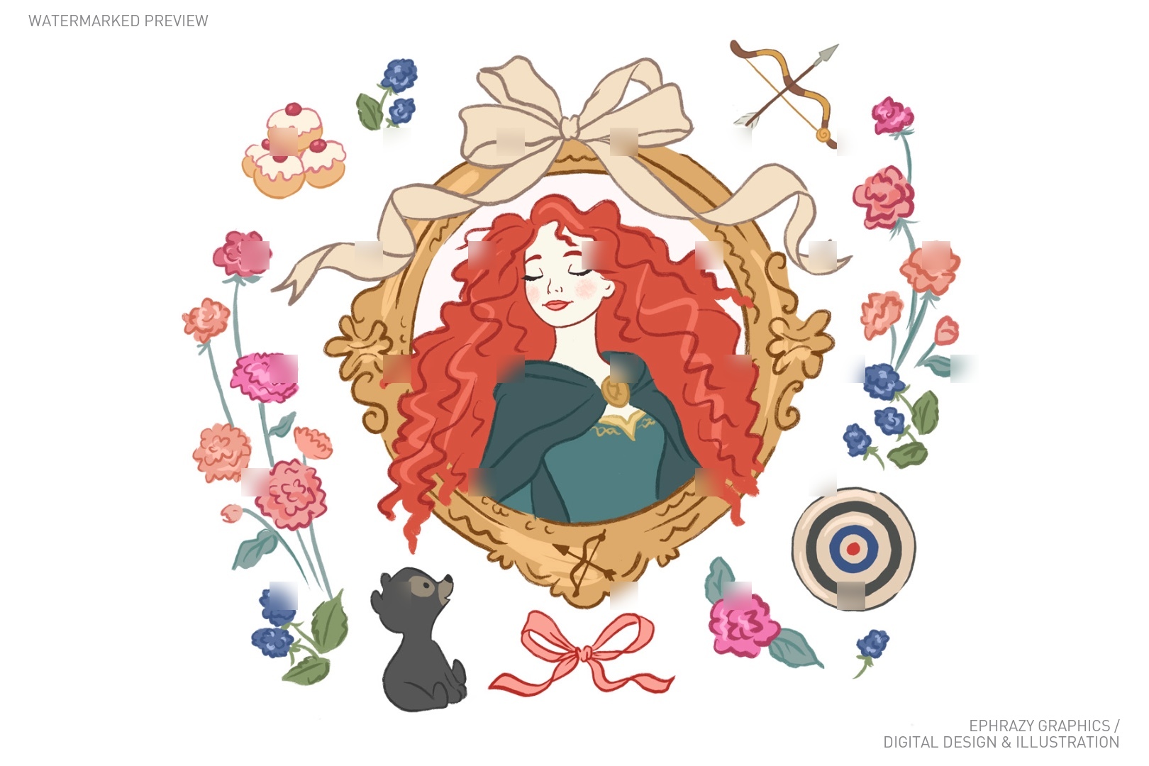 Brave Princess Merida PNG Clipart Sheets | Ephrazy Graphics